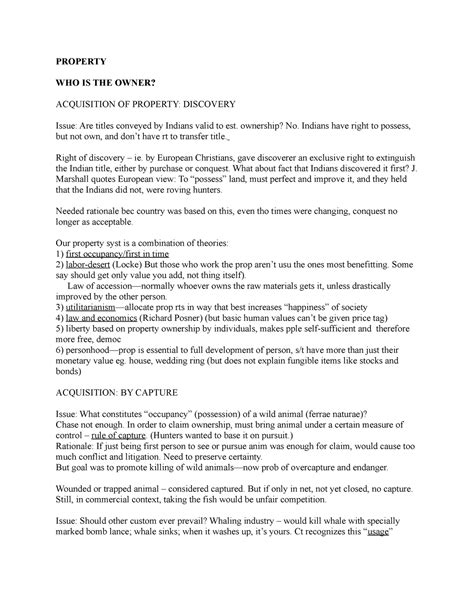 Property Law Outline 3 Property Who Is The Owner Acquisition Of