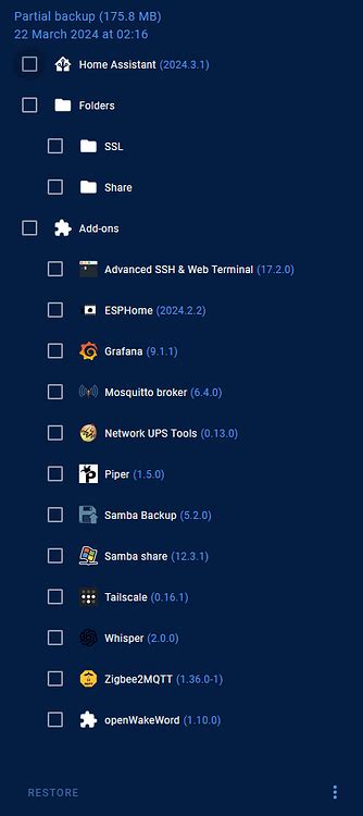 Feature Request UI Backup Versions Feature Requests Home Assistant