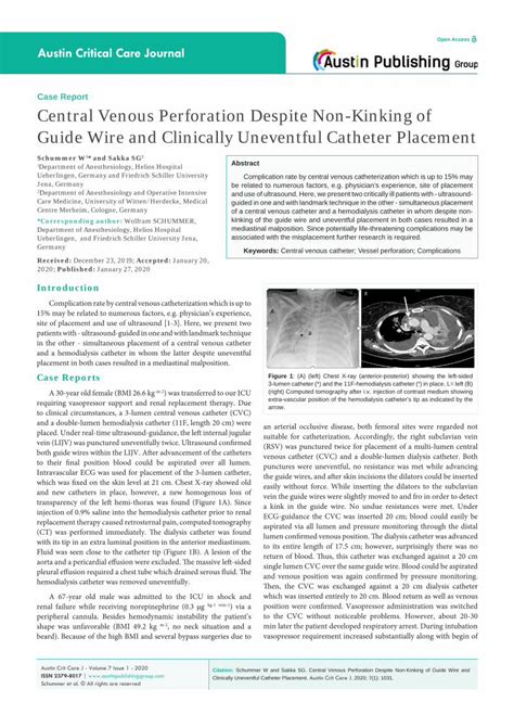 Pdf Central Venous Perforation Despite Non Kinking Of Guide Dokumen