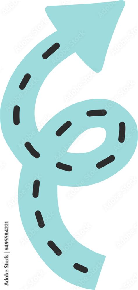 Cartoon Vector Blue Arrow Object Doodle Element For Decor Stock Vector