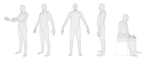 와이어프레임 인체 다각형 3d 메쉬 남성 캐릭터 남자 더미 홀로그램 그리드 및 가상 현실 사이버 인간 모델 편집 가능한 획 경로