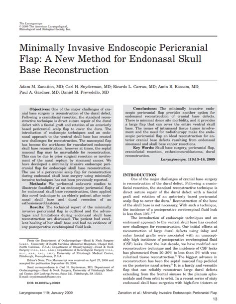 Minimally Invasive Endoscopic Pericranial Flap A New Method For
