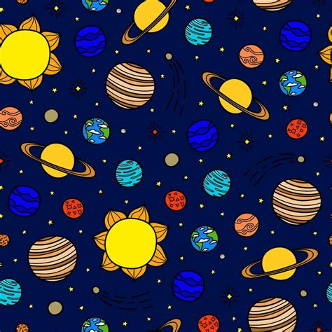 Seamless Pattern With Hand Drawn Planets 35485470 Vector Art At Vecteezy