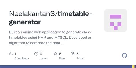 GitHub NeelakantanS Timetable Generator Built An Online Web Application To Generate Class