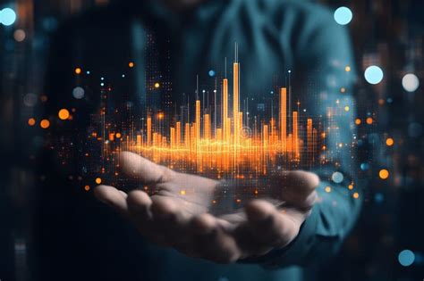 a hand holding a holographic representation of a city skyline and data