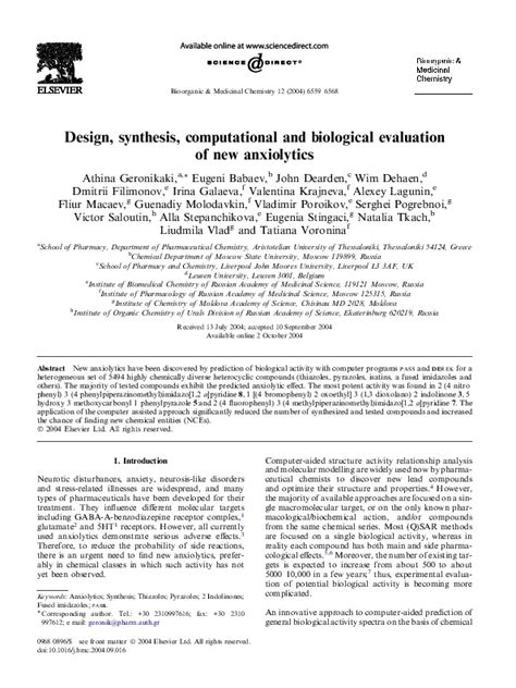 Pdf New Anxiolytics Design And Evaluation Study