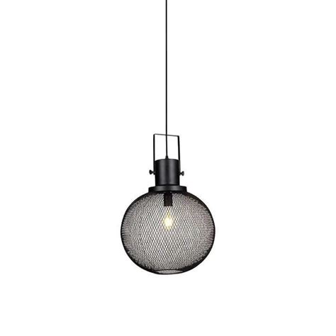 Black Metal Globe Mesh Pendant Lamp Industrial Lighting •