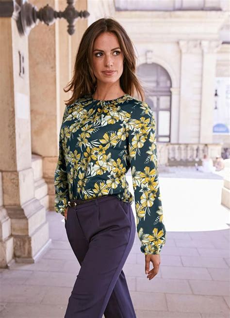 Bonprix Blusa Manga Longa Floral Azul Moda Ideias Fashion Moda