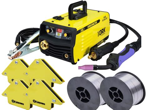 Máquina Solda 150A Bivolt Mig Sem Gás 2 Arame 4 Esquadro