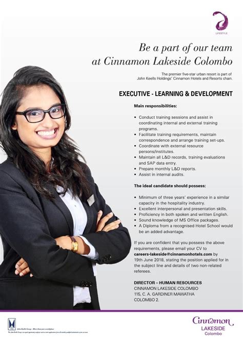 john keells holdings plc on linkedin vacancy at cinnamon lakeside