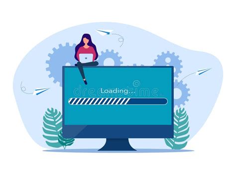 woman working with laptop with data loading bar online data loading