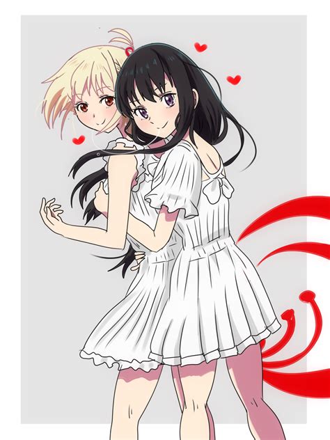 Wallpaper Anime Girls Lycoris Recoil Nishikigi Chisato Inoue Takina Short Hair Blonde