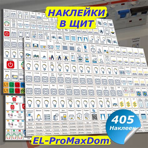 Набор наклеек для электрощита в квартиру и дом Мега