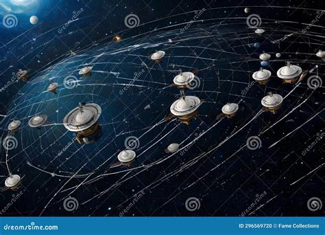 An Image Of A Satellite Array In Earth S Orbit Capturing Multiple Satellites Against The