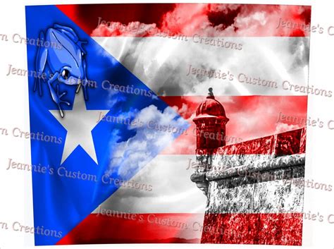 Puerto Rican Flag El Morro 20oz Tumbler PNG Straight And Tapered Sublimation PNG Digital