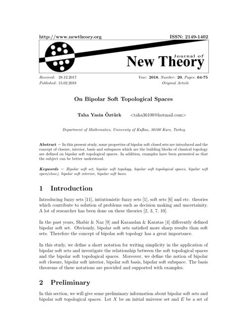 Pdf On Bipolar Soft Topological Spaces