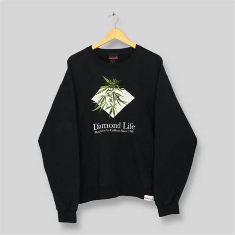 Vintage Y2k Diamond Supply Co Black Sweatshirt Large American