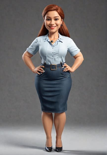 Premium Photo A Woman In A Blue Shirt And Skirt