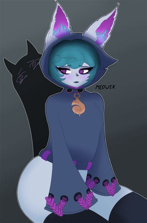 Rule 34 Blue Hair Blue Skin Clothed Eyebrows Visible Through Hair Eyeshadow Female Fluffy Ears