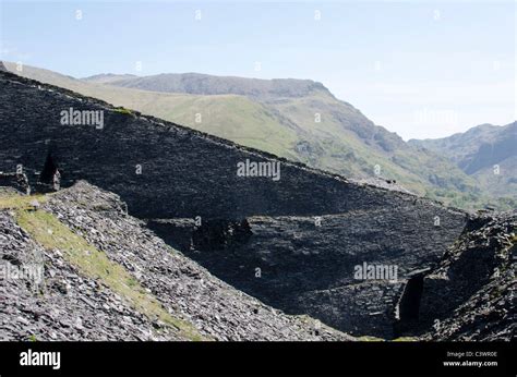 Slate Rampart At The Dinorwig Slate Mine Snowdonia North Wales Uk