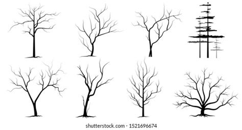 Black Branch Tree Naked Trees Silhouettes Stock Vector Royalty Free Shutterstock