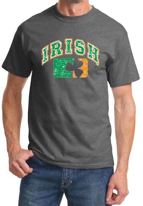 St Patricks Day Mens Shirt Distressed Irish Shamrock Tee T Shirt Distressed Irish Shamrock