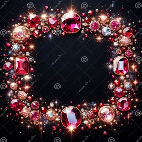 Beautiful Frame Of Rubies To Make A Ruby Jewel Frame Or Border Stock