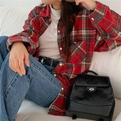 때깔닷컴 크리스마스 면 레드 체크 겨울 남방