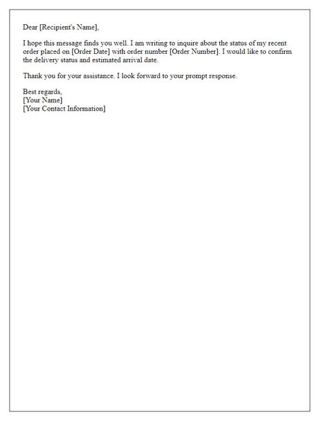 Letter Template For Order Status Inquiry Free Samples In Pdf Letterin