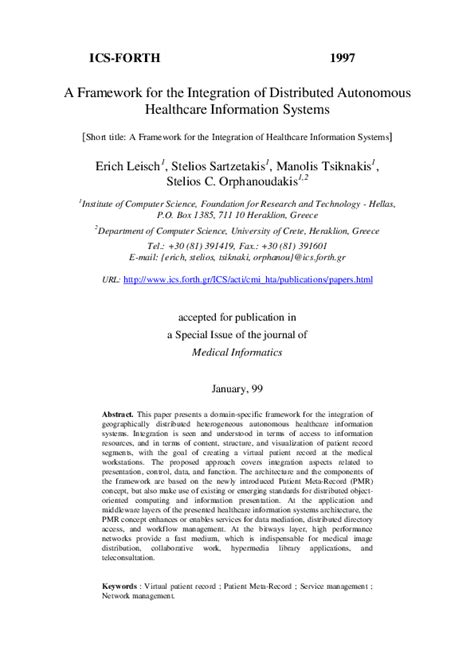 Pdf A Framework For The Integration Of Distributed Autonomous
