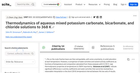 Thermodynamics Of Aqueous Mixed Potassium Carbonate Bicarbonate And Chloride Solutions To 368
