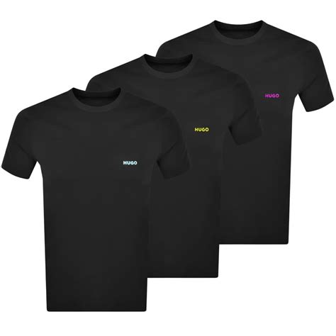 Hugo 3 Pack Crew Neck T Shirts Black Mainline Menswear
