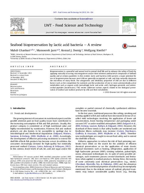 Pdf Seafood Biopreservation By Lactic Acid Bacteria A Review