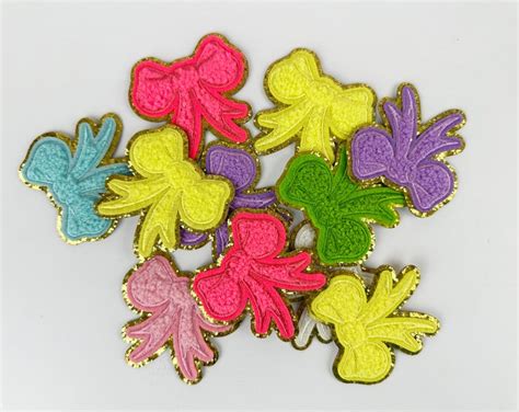 Chenille Bow Patchesbow Iron On Chenille Glitter Patchbow Patch Embroidered Badge Patch For T