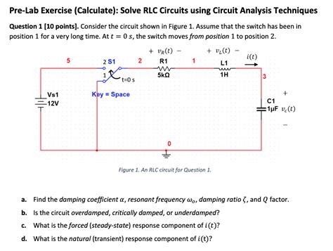 solved pre lab exercise calculate solve rlc circuits