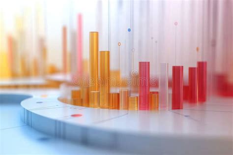 Analyzing Abstract Column Chart Diagram With Connection Points And Soft Lighting Stock Image