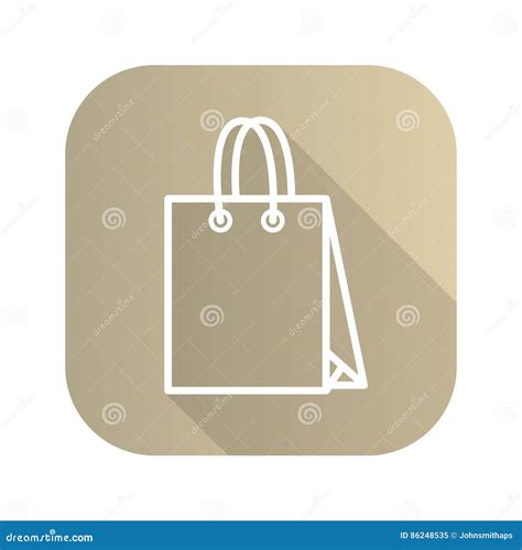 Paper Shopping Bag Flat Linear Long Shadow Icon. Vector Line Symbol. Stock Vector - Illustration ...