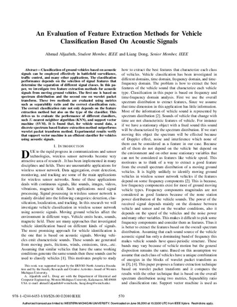 pdf an evaluation of feature extraction methods for vehicle classification based on acoustic