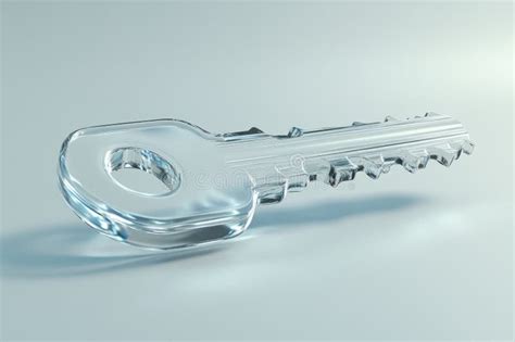 Glass Key Is Lying On A Light Blue Surface Symbolizing Security Problem Solving And Access