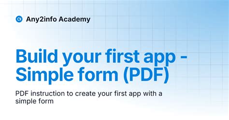 Build Your First App Simple Form Pdf Any2info Academy