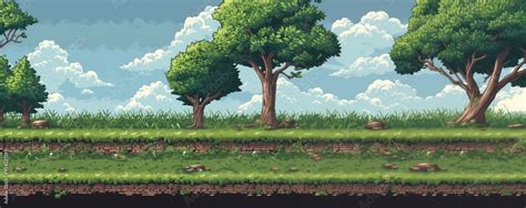 Pixel Art Spring Summer Nature Landscape Video Game Outdoor Platformer