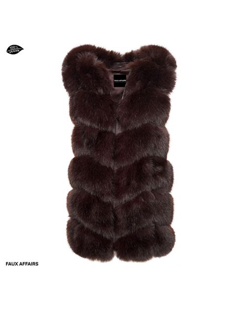 Brown Faux Fur Vest Size Xs 34