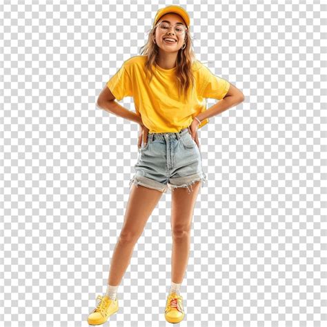 Premium Psd A Girl Wearing A Yellow Shirt That Says Quot Shes Wearing