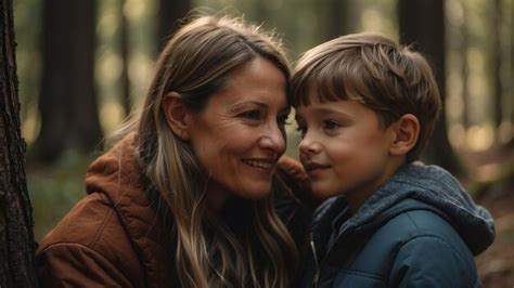 Mother And Son Bonding Outdoors Aigenerated Premium Ai Generated Image