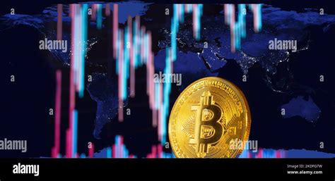 Bitcoin Graphic Or Chart And World Map Concept Bitcoin Or