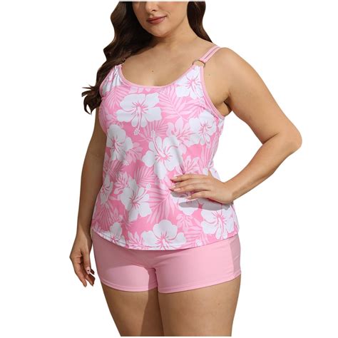 Knosfe Tankini Swimsuit For Women Beach Plus Size Summer Graphic Tummy