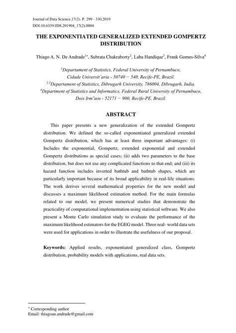 Pdf The Exponentiated Generalized Extended Gompertz Distribution