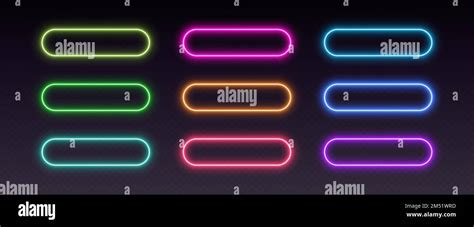 Neon Button Frames Gradient Glowing Borders Isolated Ui Elements
