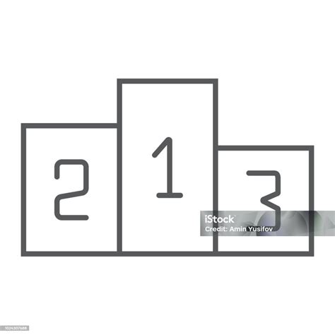 연단 선 아이콘 수상 및 승리 받침대 스포츠 서명 벡터 그래픽 흰색 배경 Eps 10에 선형 패턴 1위에 대한 스톡 벡터 아트 및 기타 이미지 Istock