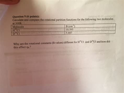 Solved Calculate And Compare The Rotational Partition Chegg